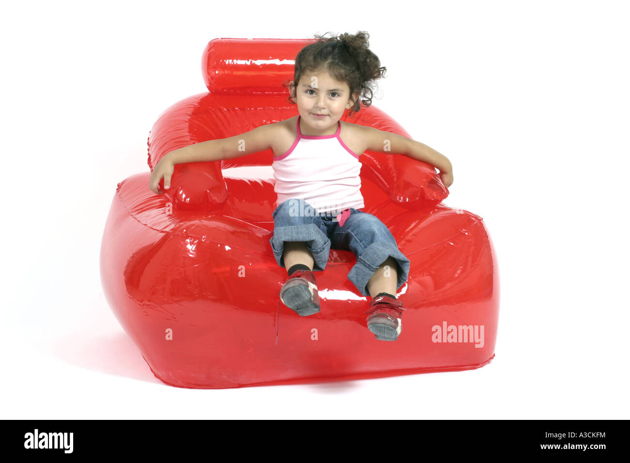 little girl in air chair Stock Photo - Alamy