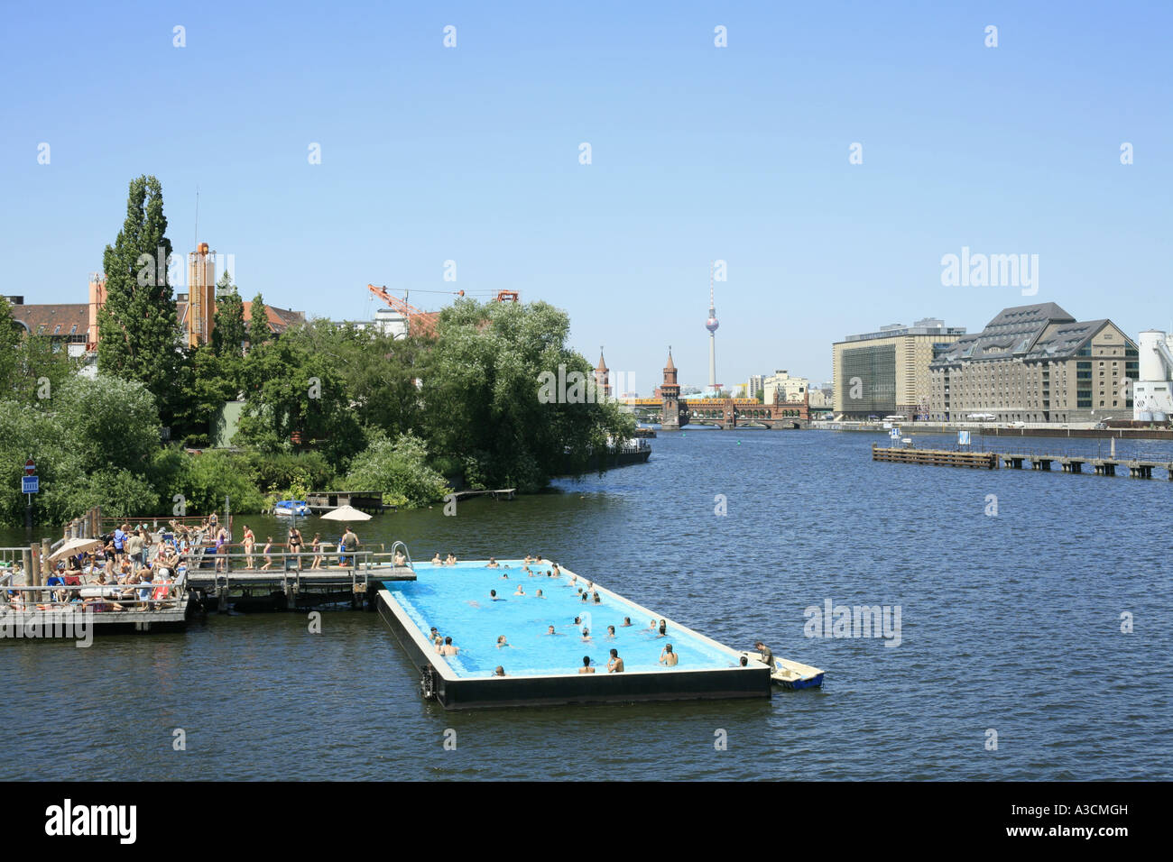 a pool ship in the Spree, Germany, Berlin Stock Photo - Alamy