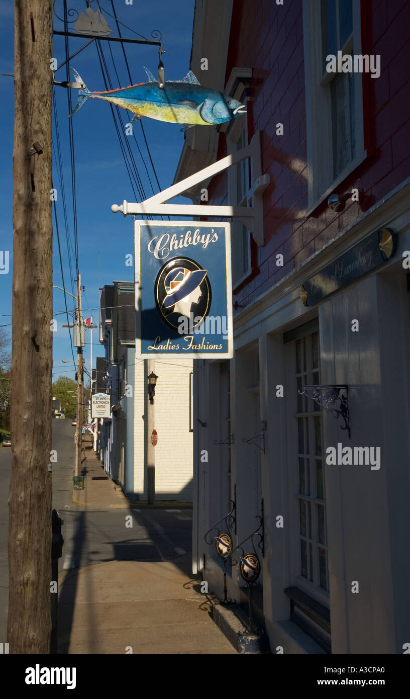 Canada Nova Scotia Lunenburg downtown street signs Stock Photo - Alamy