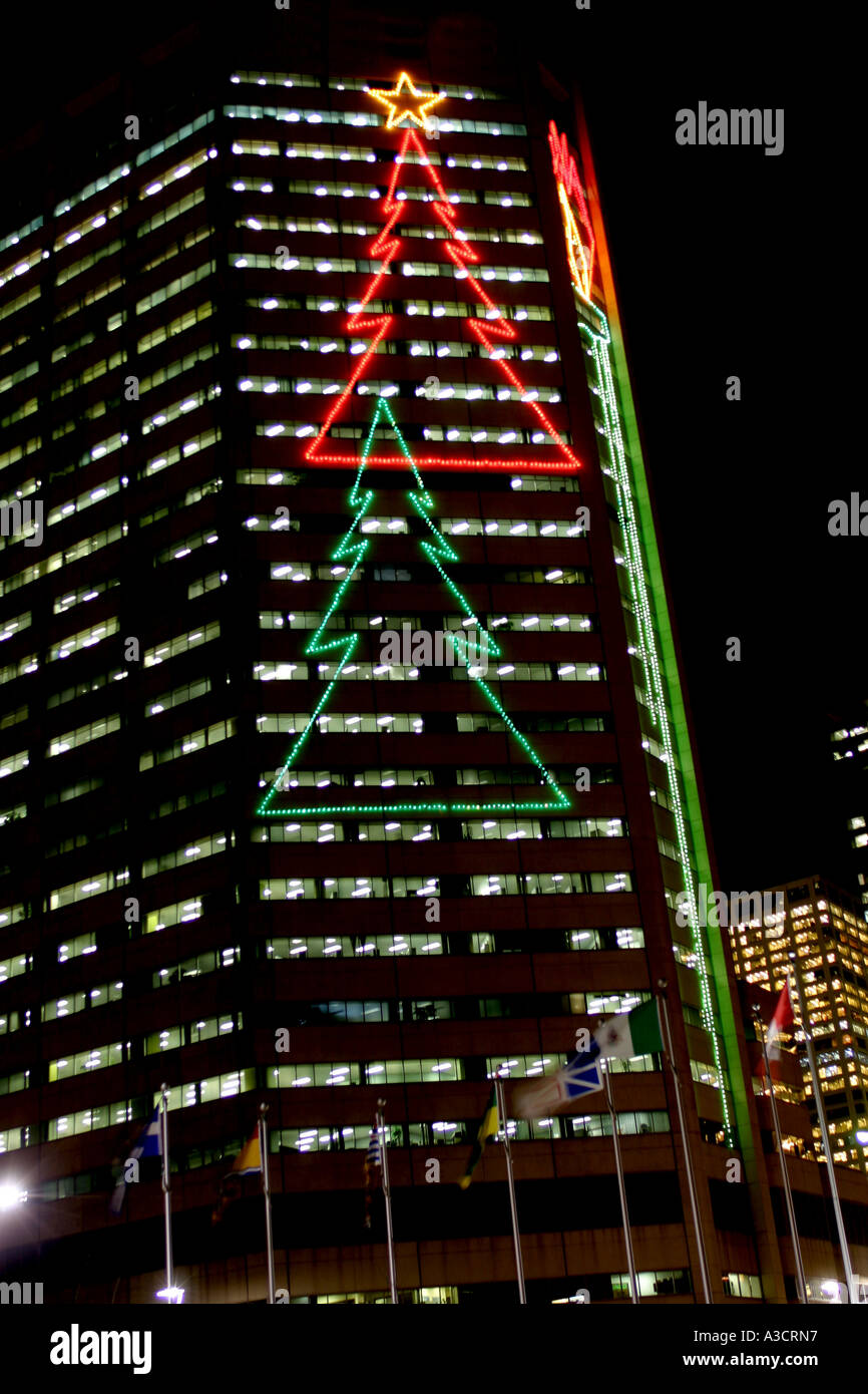 CHRISTMAS decorations on a downtown office tower Stock Photo - Alamy