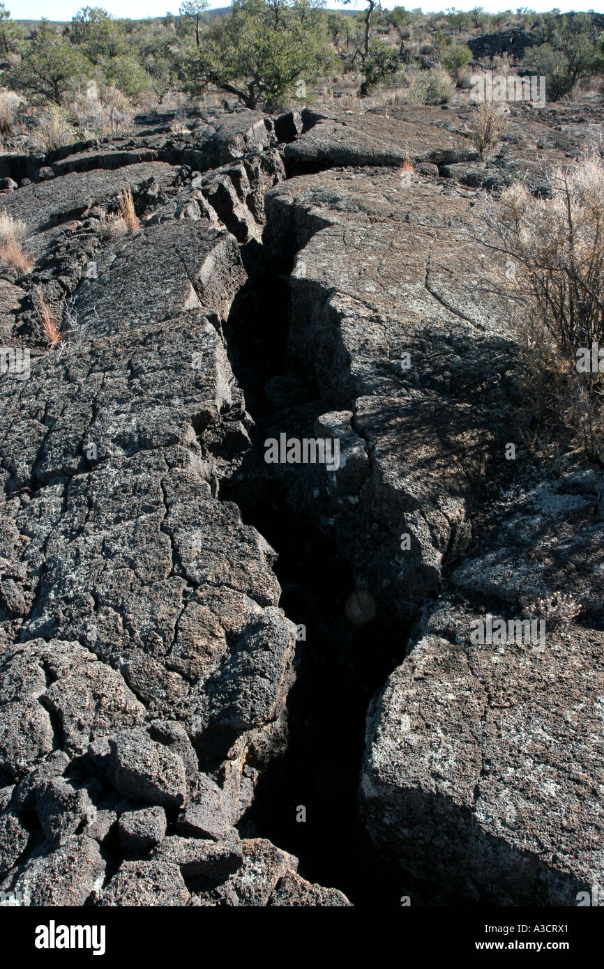 pressure ridge crack lava flow El Malpais National Monument New Mexico ...