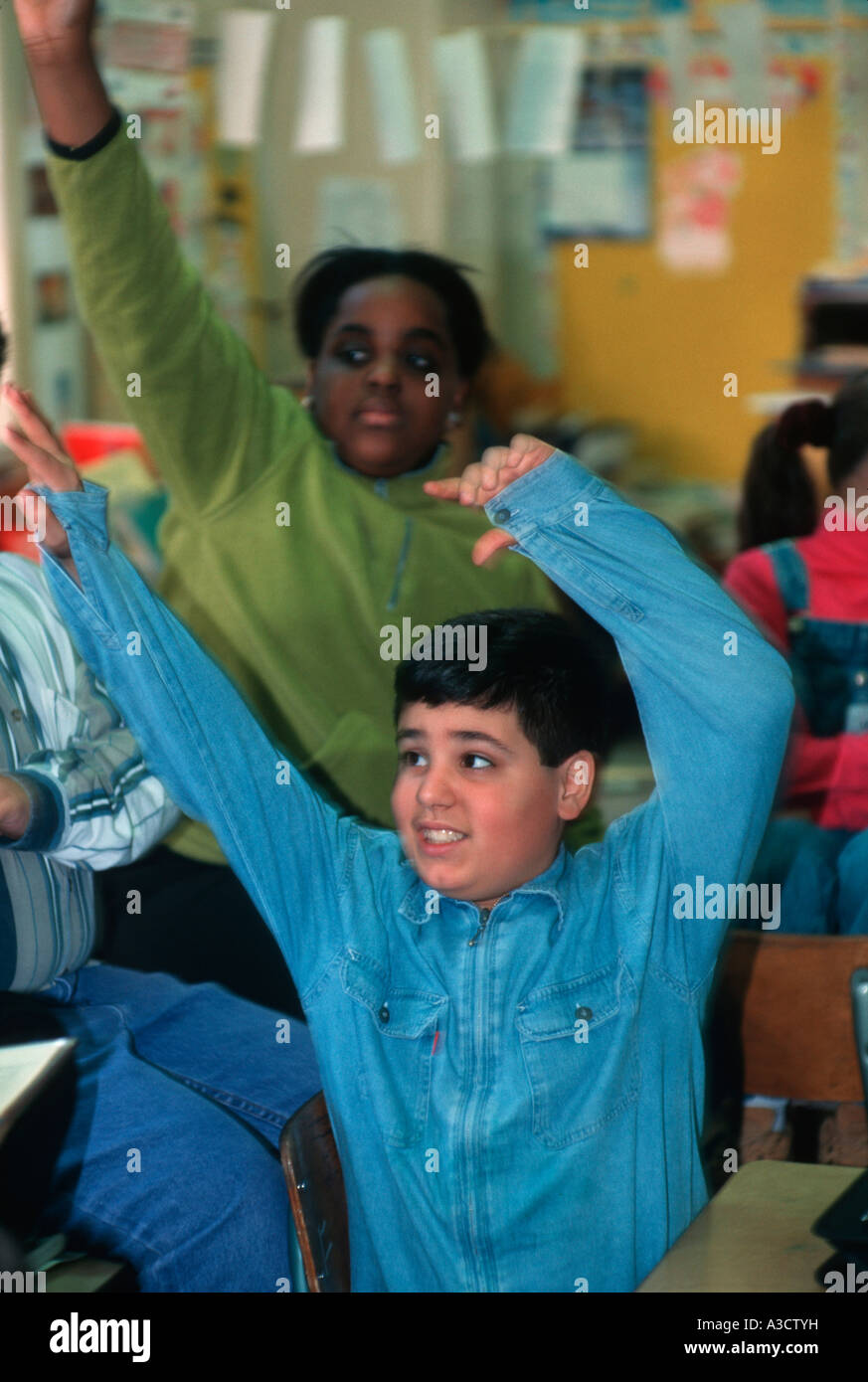 Students participating in class discussion hi-res stock photography and ...