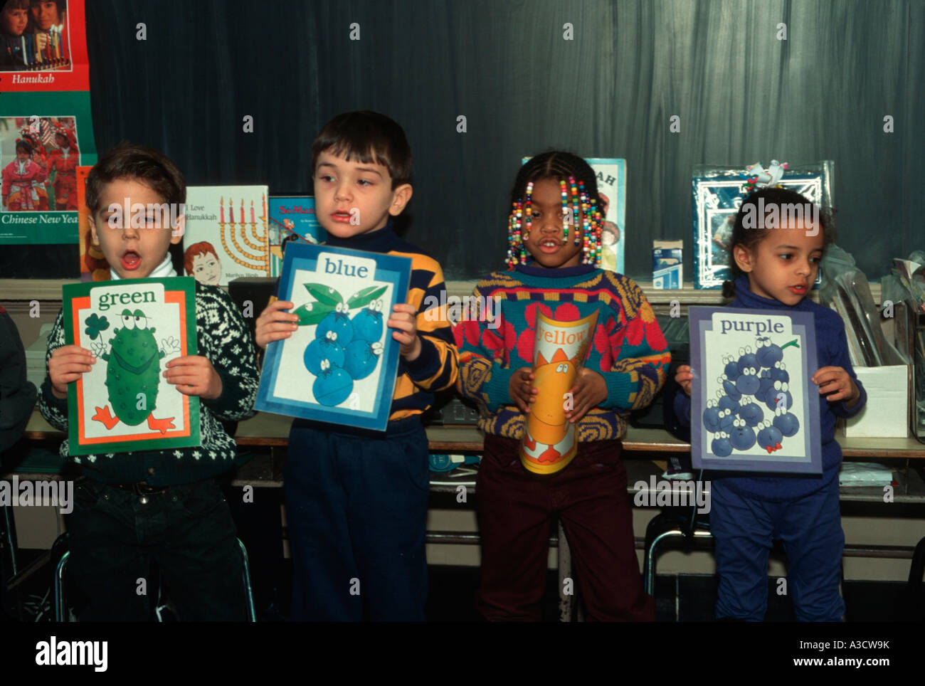 Kindergarten children participate in class in the process of learning ...