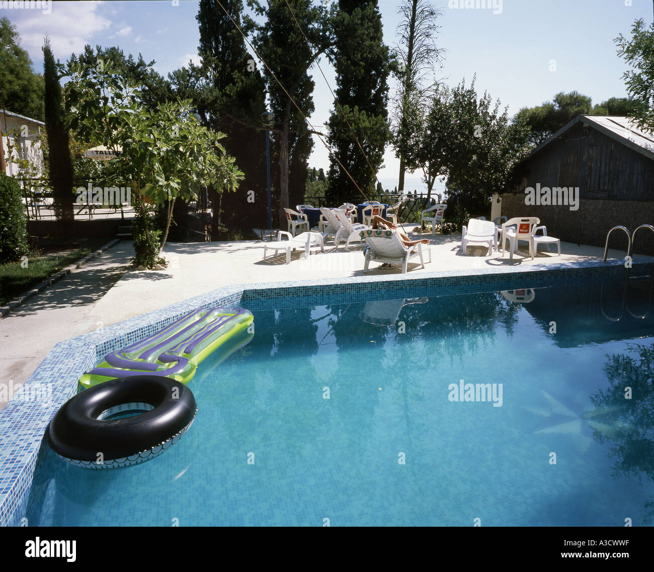 A swimming pool at villa Edem in Simeiz resort town in Crimea, Ukraine ...