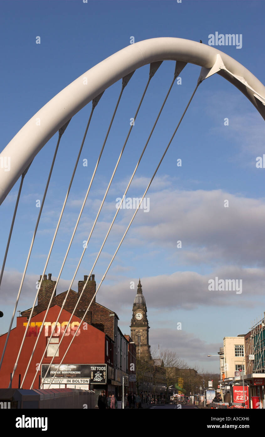Newport Street Bridge over the railway line in Bolton Town Centre Stock ...