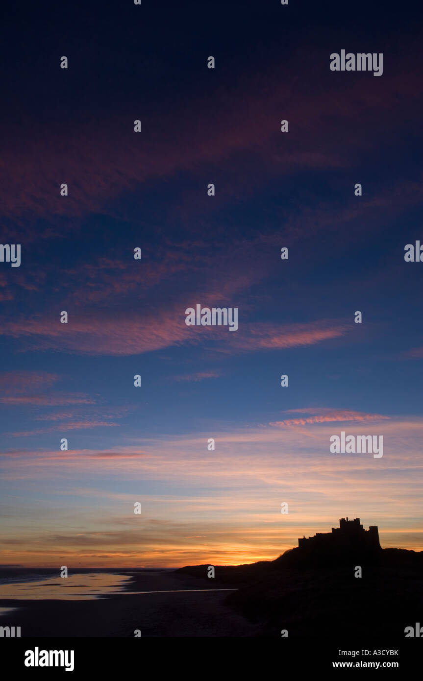 Dawn at Bamburgh castle Northumberland England Stock Photo - Alamy