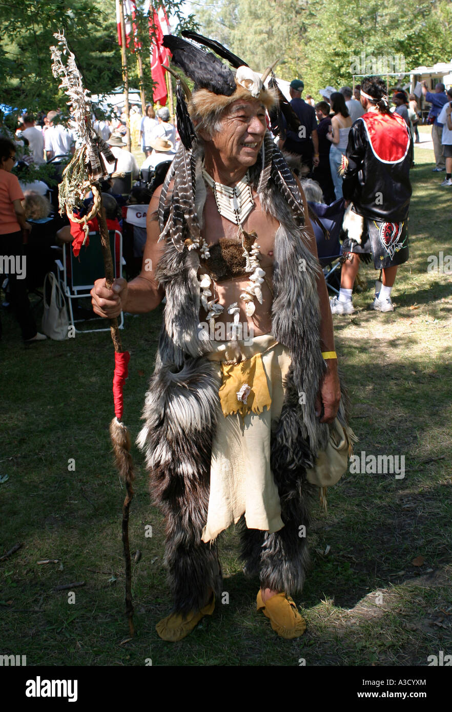 North American Indian Chief at Pow Wow in Ontario Canada North America ...