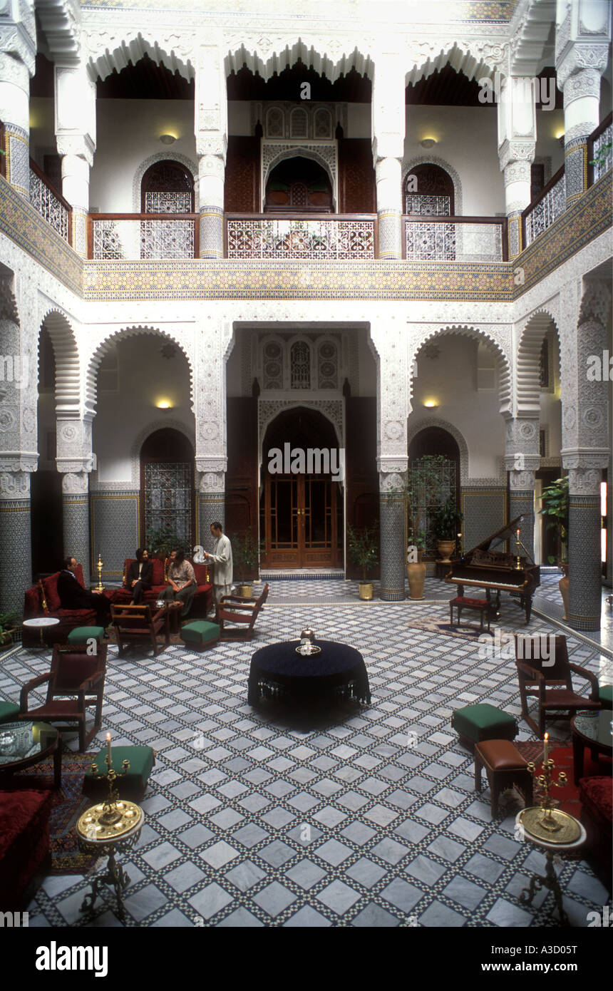 The sumptuous lobby of the Riad Fez luxury hotel in Fez Morocco Stock ...