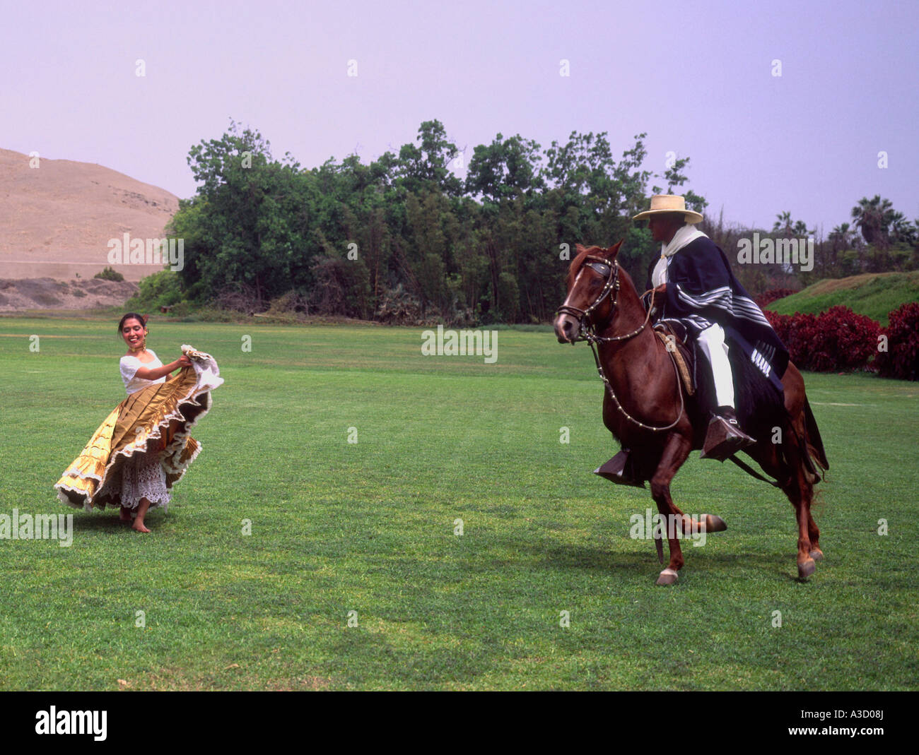 Lima Peru South America .Caballo de Paso and Marinera dancer at mamacona hacienda in 2006 Stock ...