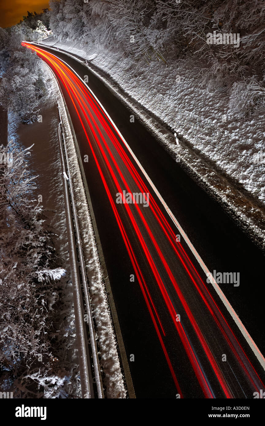 Motorway at night Stock Photo - Alamy