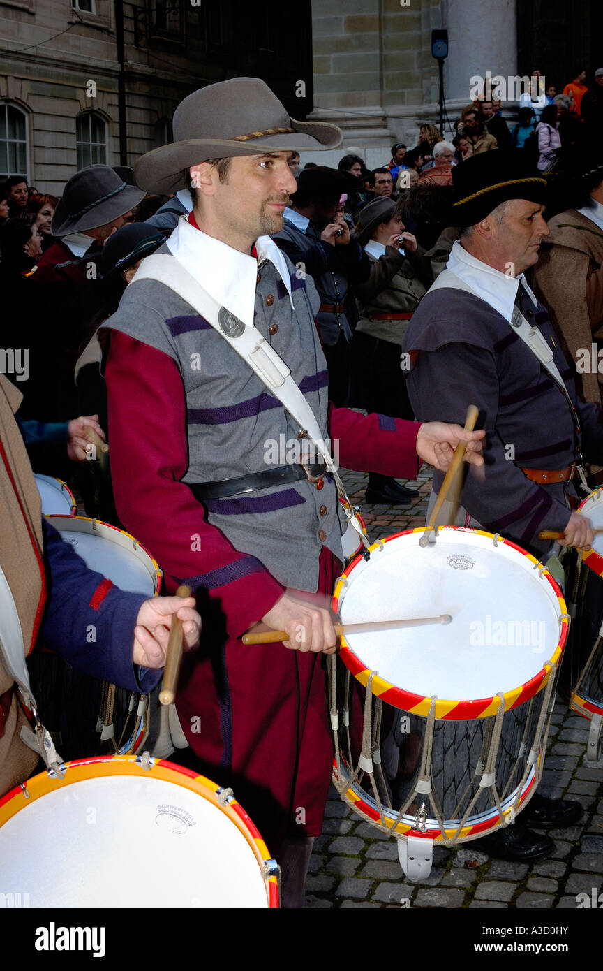 Drummer at the annual Escalade festival in Geneva, Switzerland Stock ...