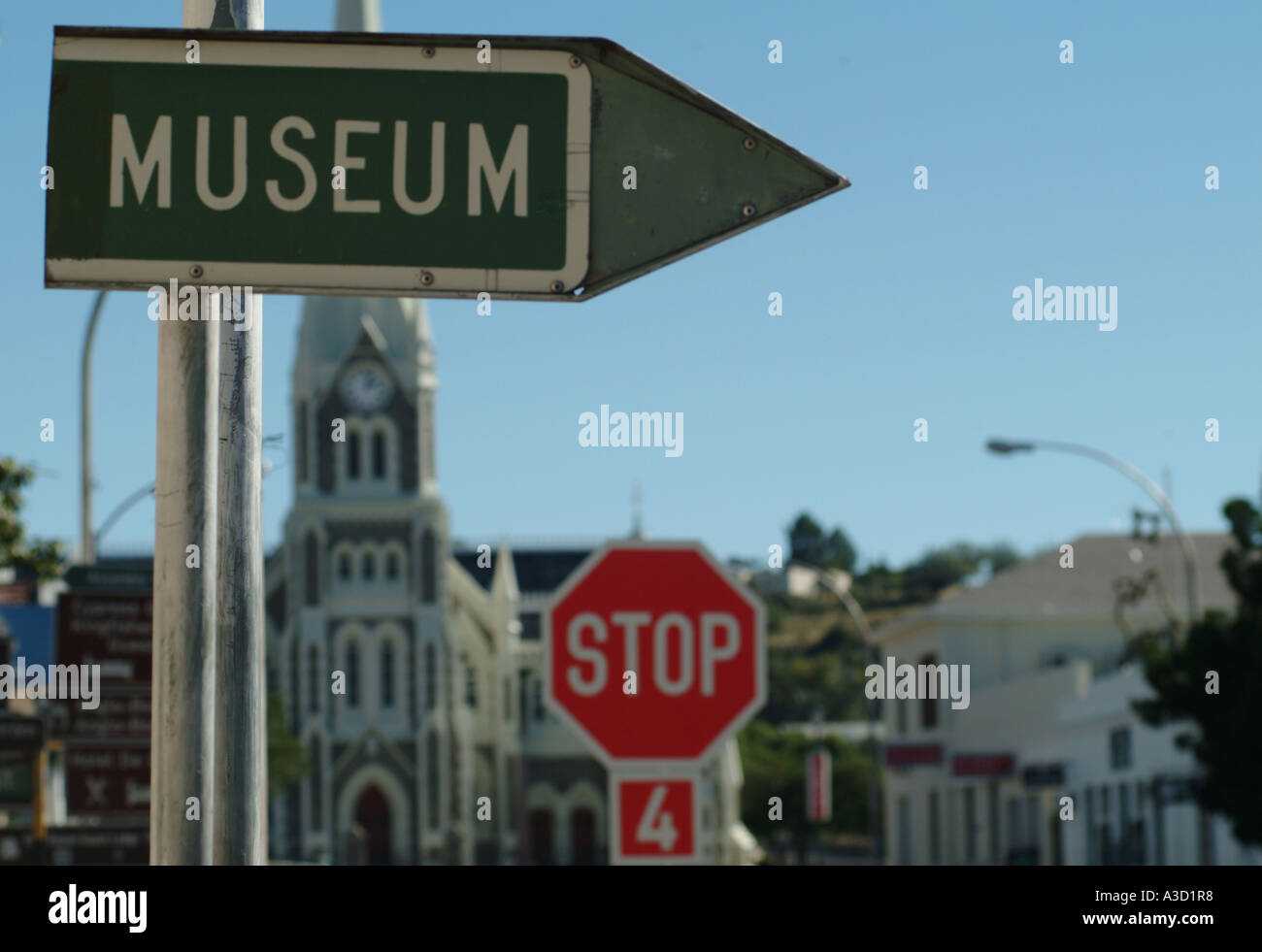 South Africa Graaff Reinet Dutch reform church and street signs Stock ...