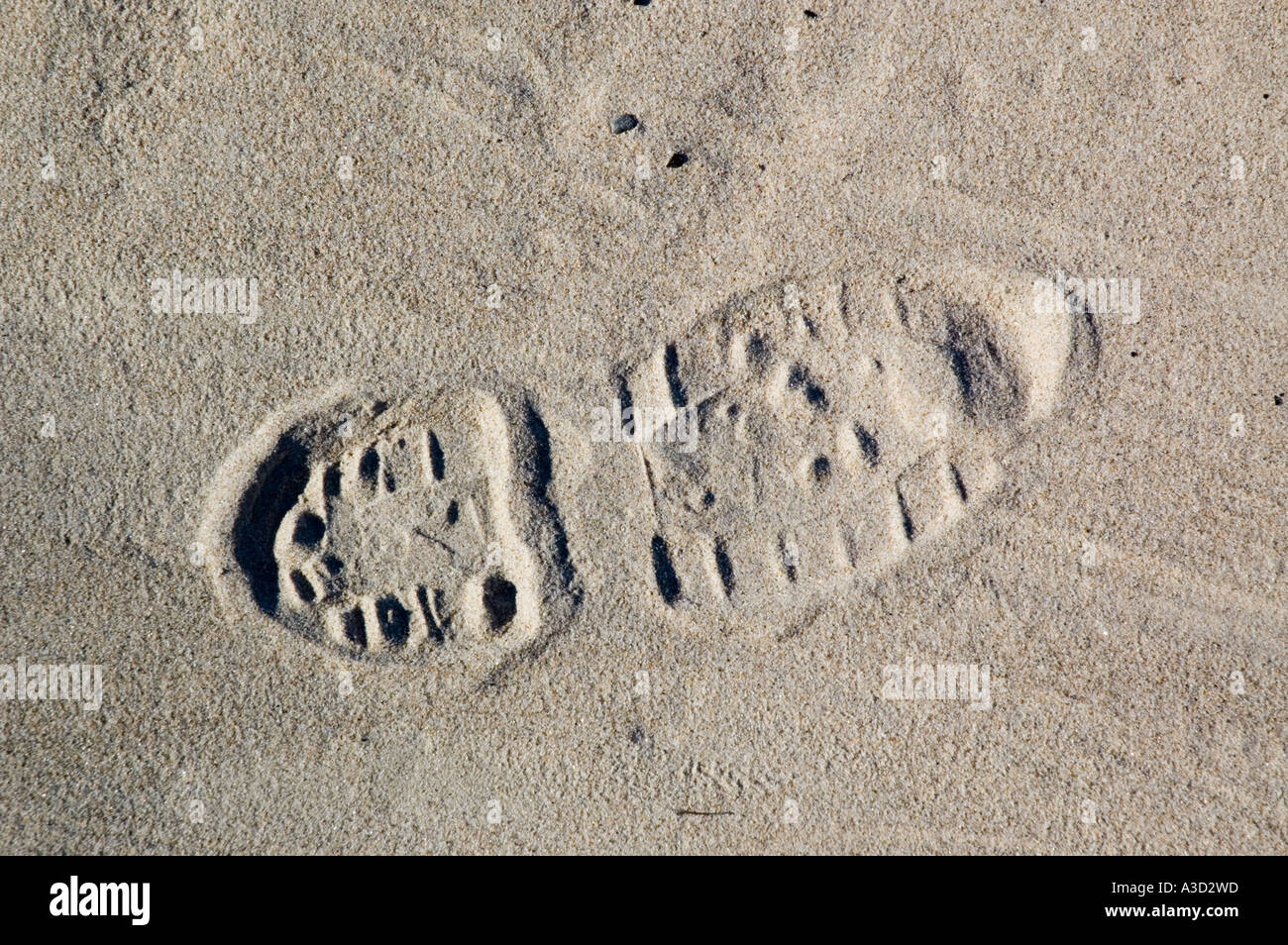 Boot print in the sand Stock Photo - Alamy