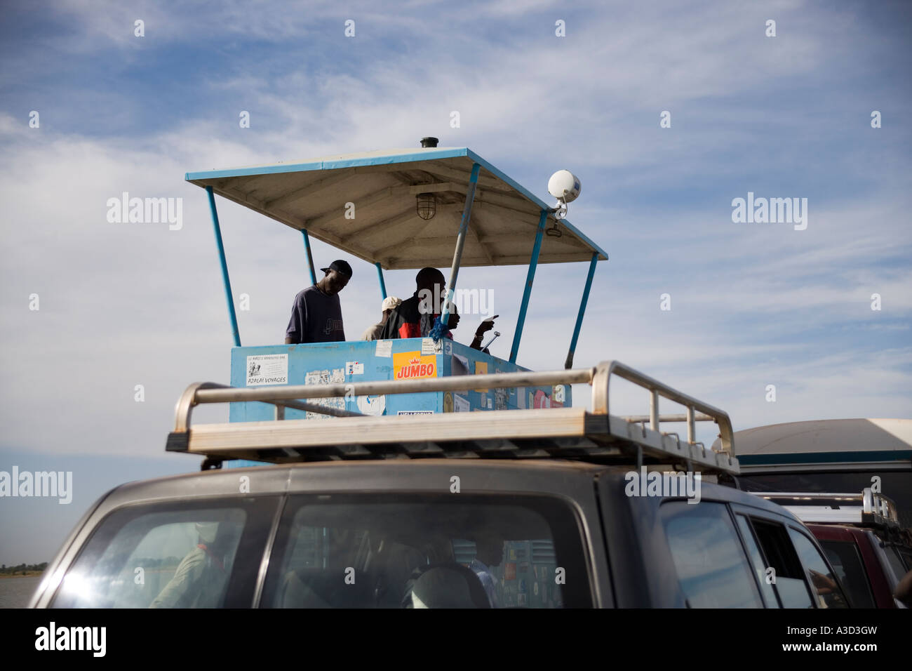 The control tower of the ferry crossing the Bani river on route to the ...
