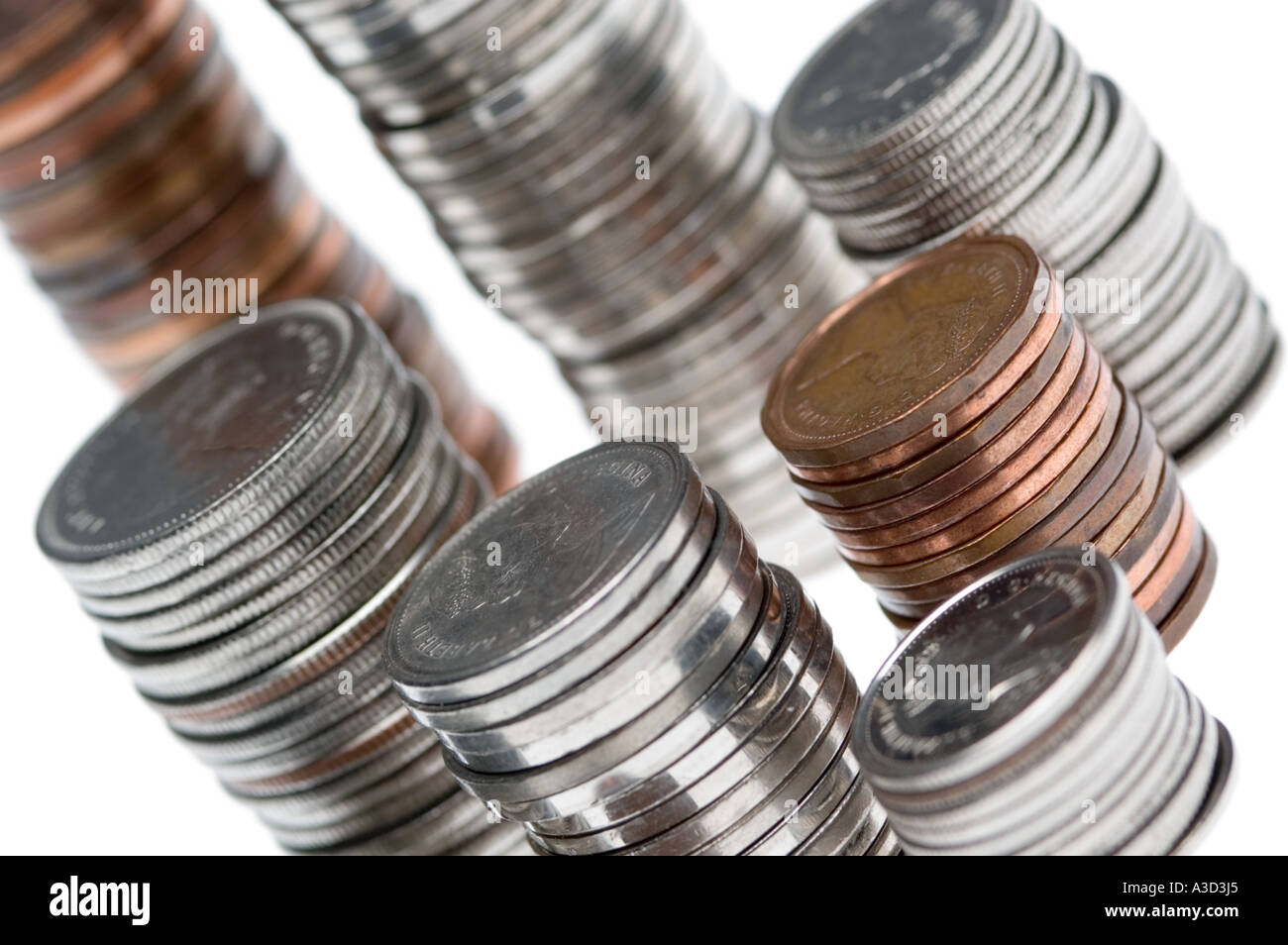 Stacks of silver and copper coins Stock Photo - Alamy