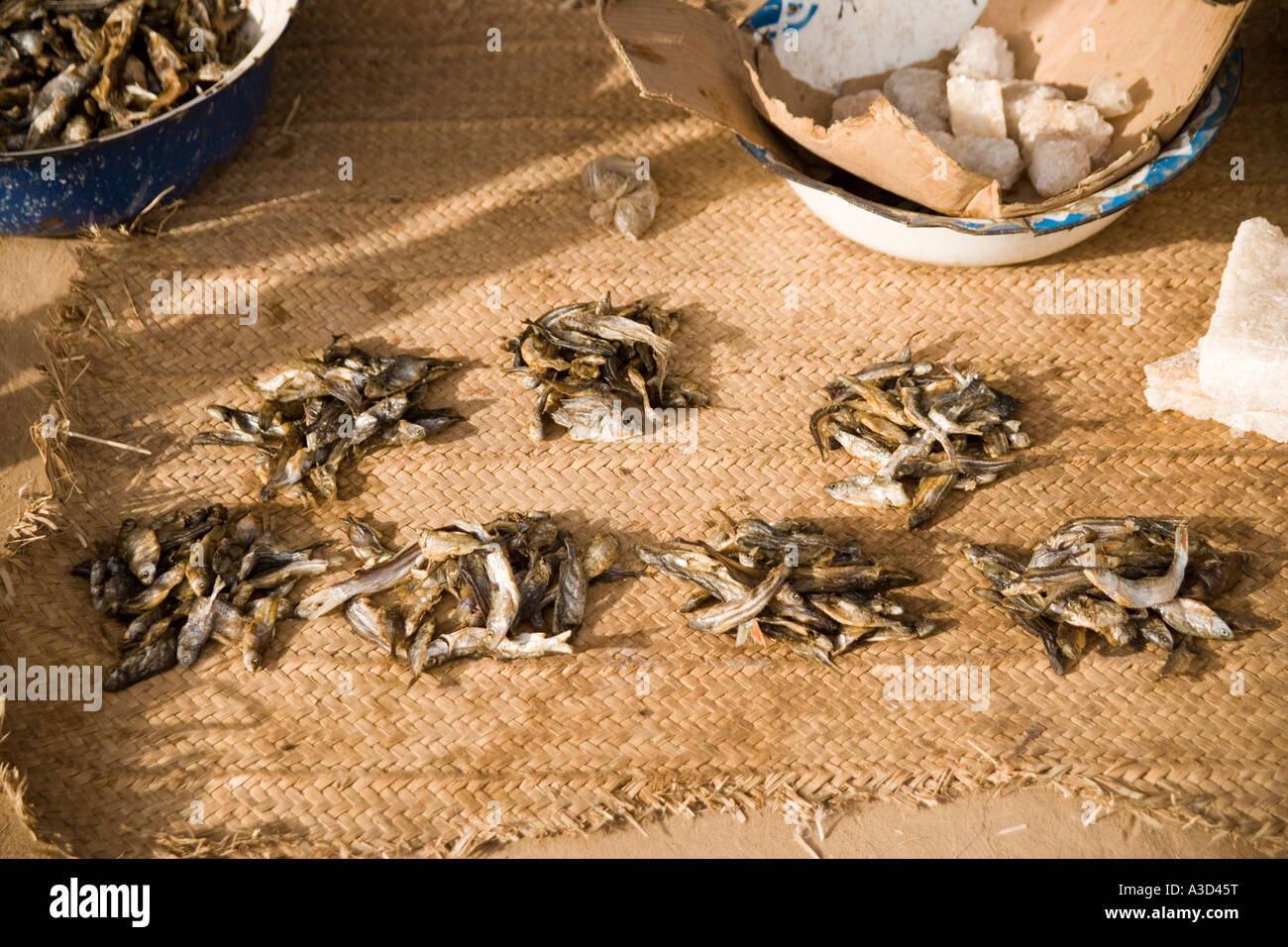 Dried fish for sale at Korioume the port of Timbuktu on the Niger river ...