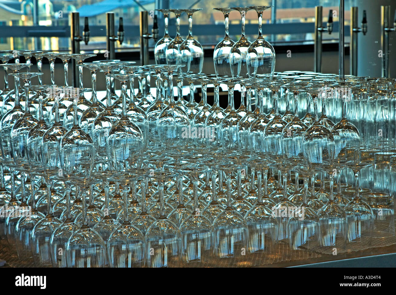 Stack wine glasses on bar hi-res stock photography and images - Alamy