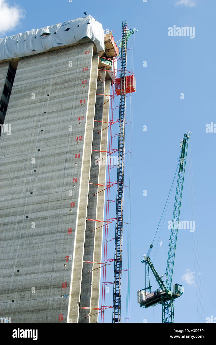 Structural concrete core new high rise office block under construction ...