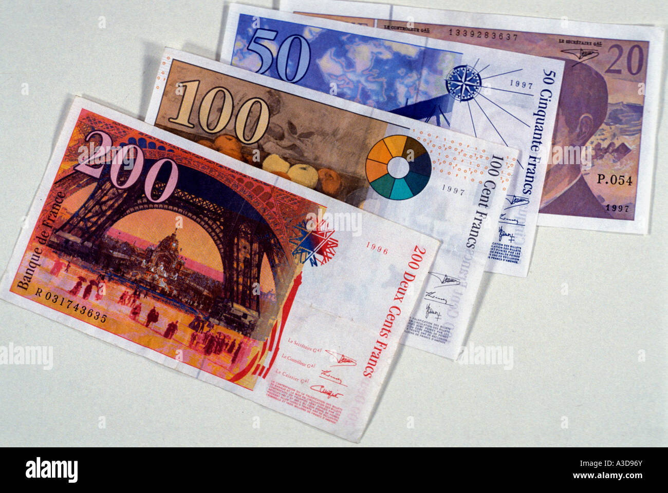 Currency MONEY French Banknotes Stock Photo - Alamy