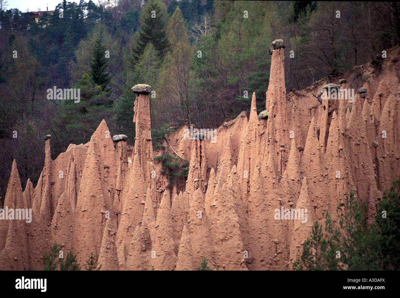 Horizontal europe italy bolzano pyramids of renon erosion hi-res stock ...