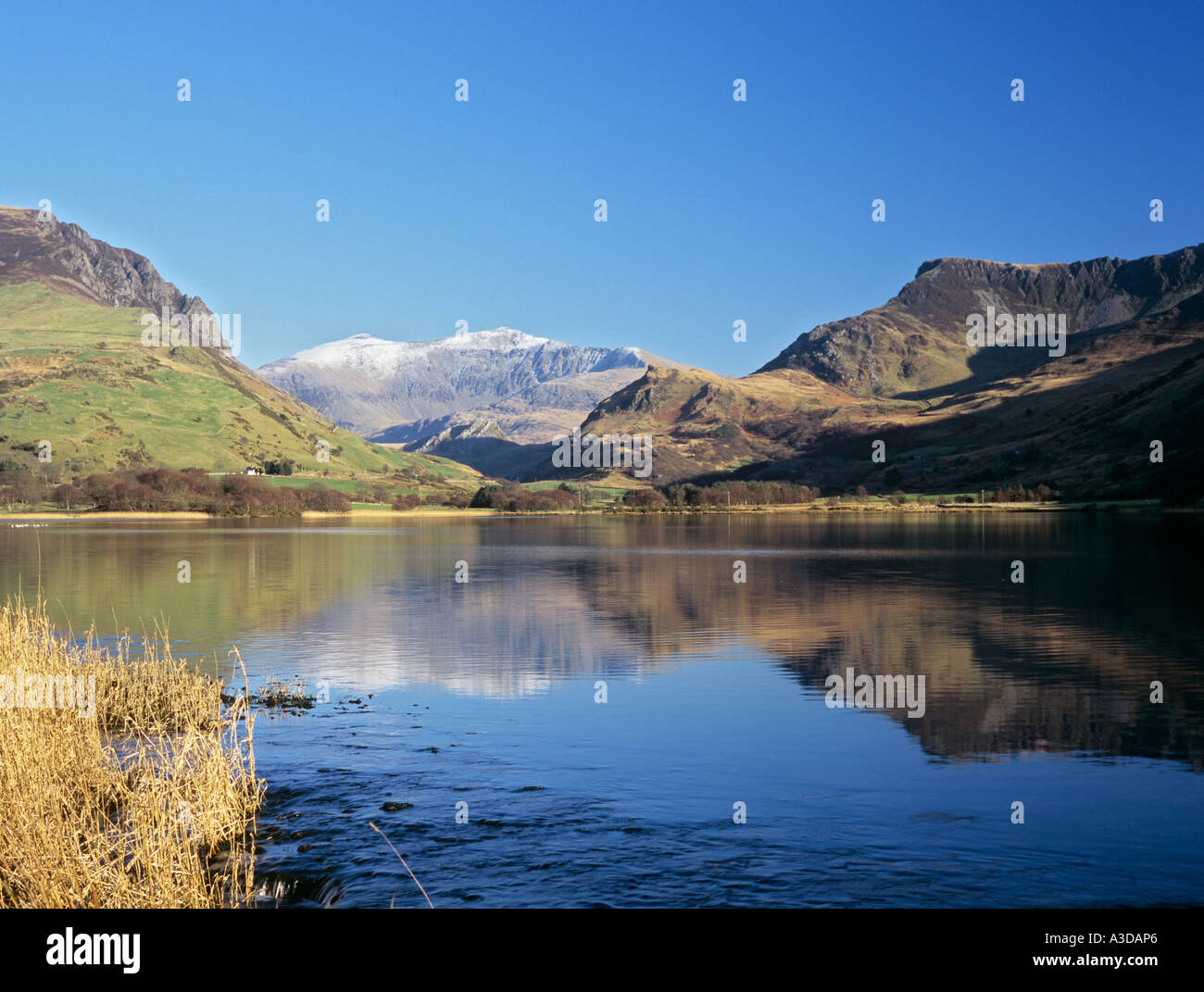 MOUNT SNOWDON Yr Wyddfa reflections from west across Llyn Nantlle Uchaf ...