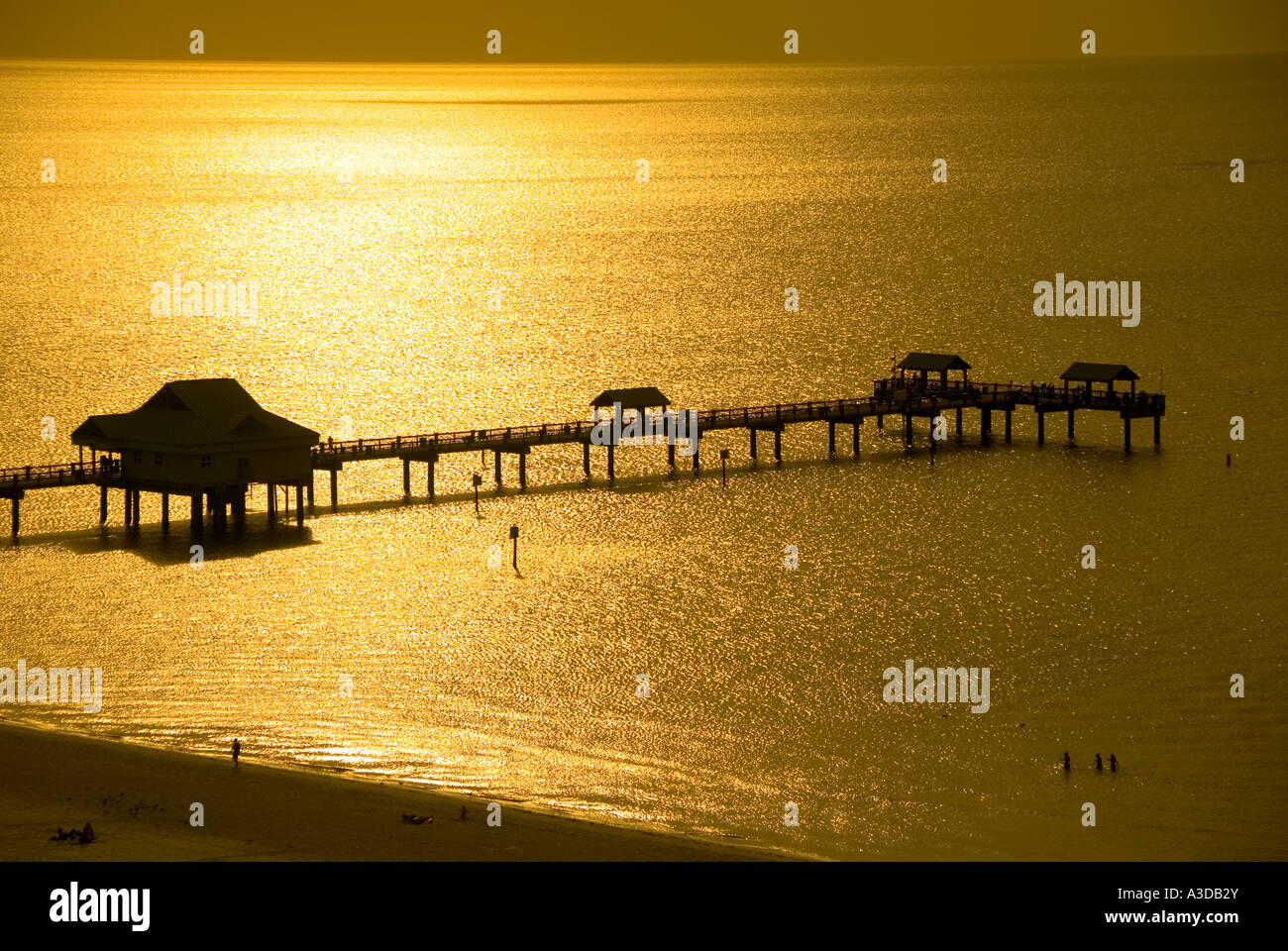 Golden sunset Pier 60 Clearwater Beach Florida Stock Photo - Alamy