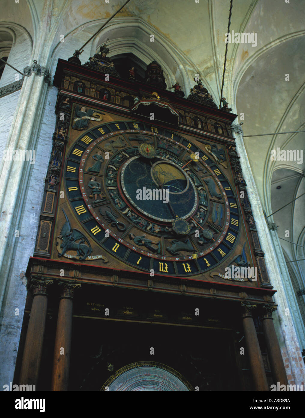 Astrological clock, Marienkirche, Rostock, Mecklenburg-Vorpommern ...