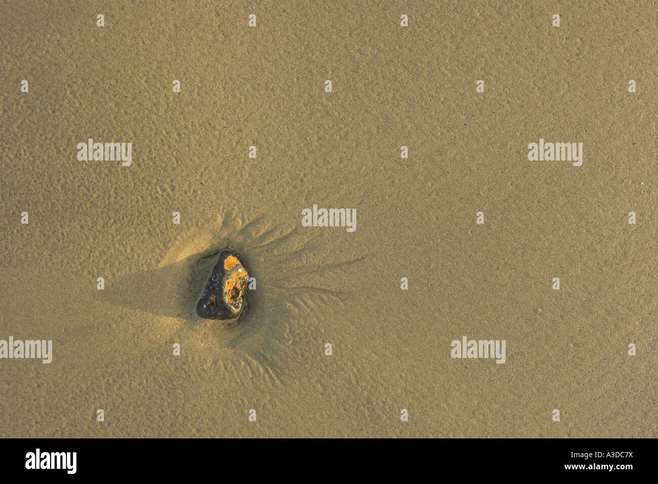 Abstract / concept - stone and 'star' pattern in sand Stock Photo - Alamy