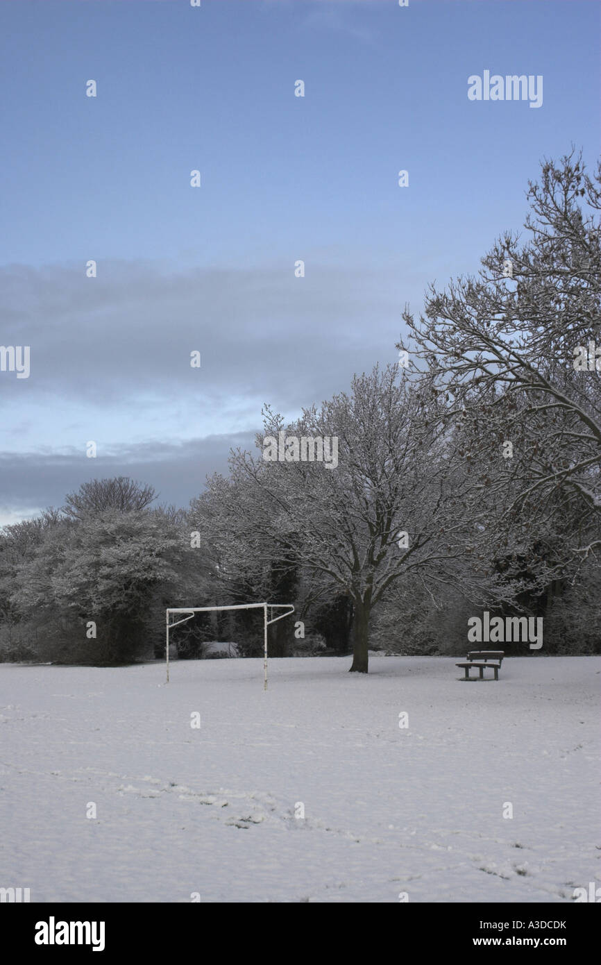 Snow covered football pitch hi-res stock photography and images - Alamy