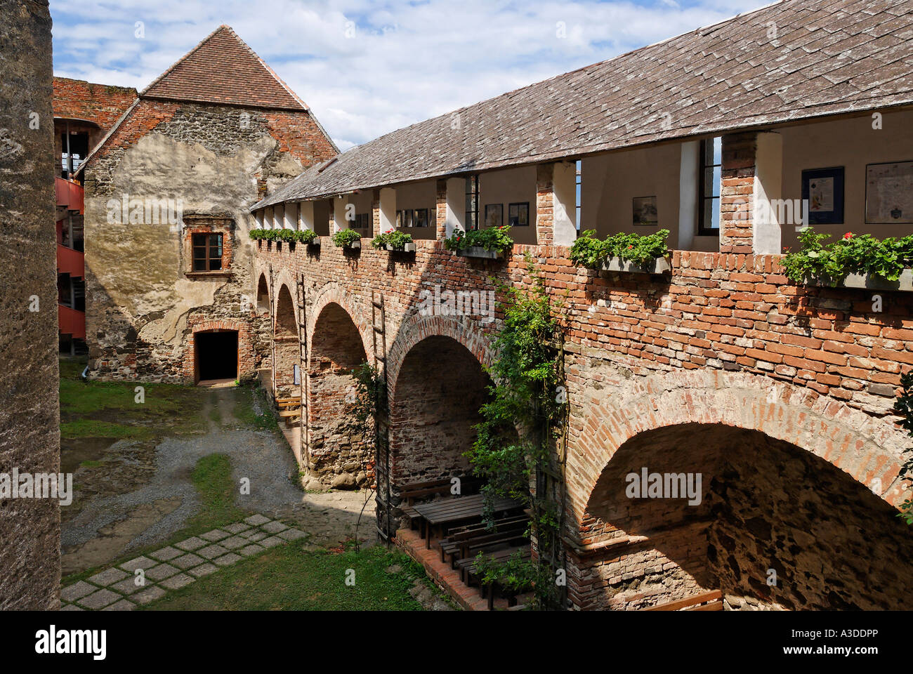 Guessing castle Burgenland Austria inner court with battlement parapet ...