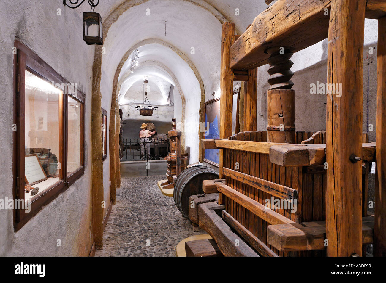 An old wooden vine press, wine museum and vinery Koutsouyanopoulos ...