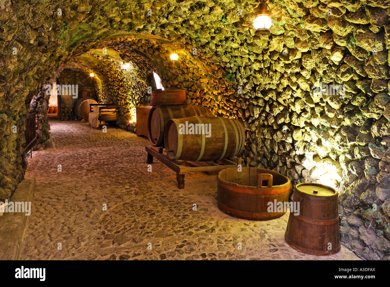 Wine museum and vinery Koutsouyanopoulos, Santorini, Greece Stock Photo ...