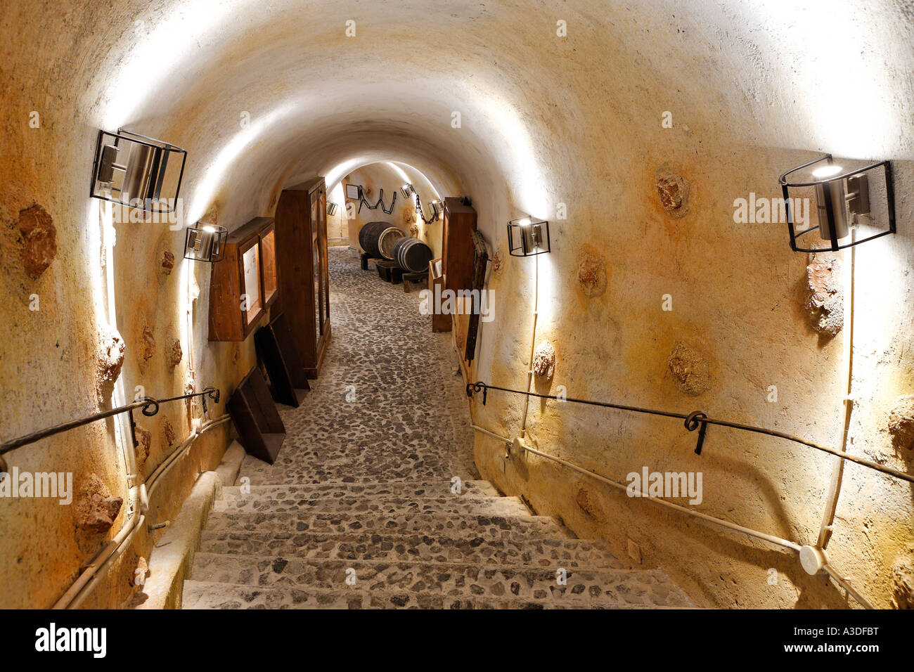 Wine museum and vinery Koutsouyanopoulos, Santorini, Greece Stock Photo ...