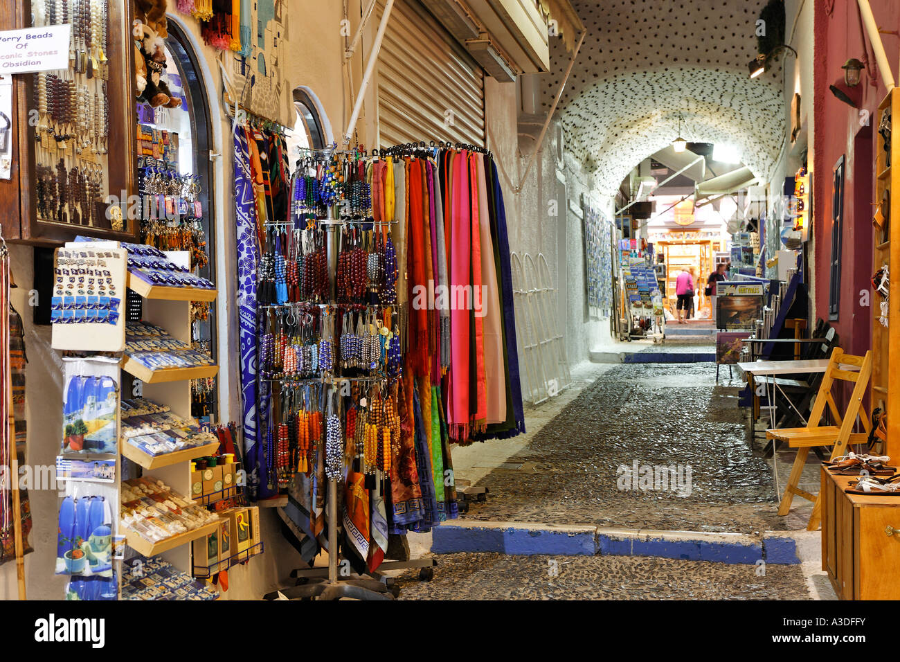 Shops in the center of town, Thira, Santorini, Greece Stock Photo - Alamy