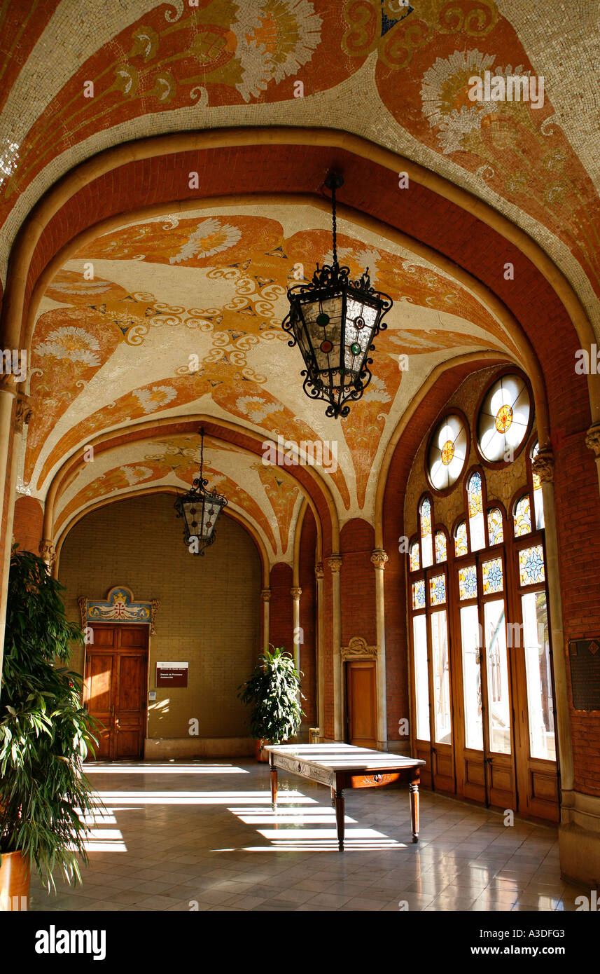 Highly decorated vaulted ceiling in hallway of administration block at ...
