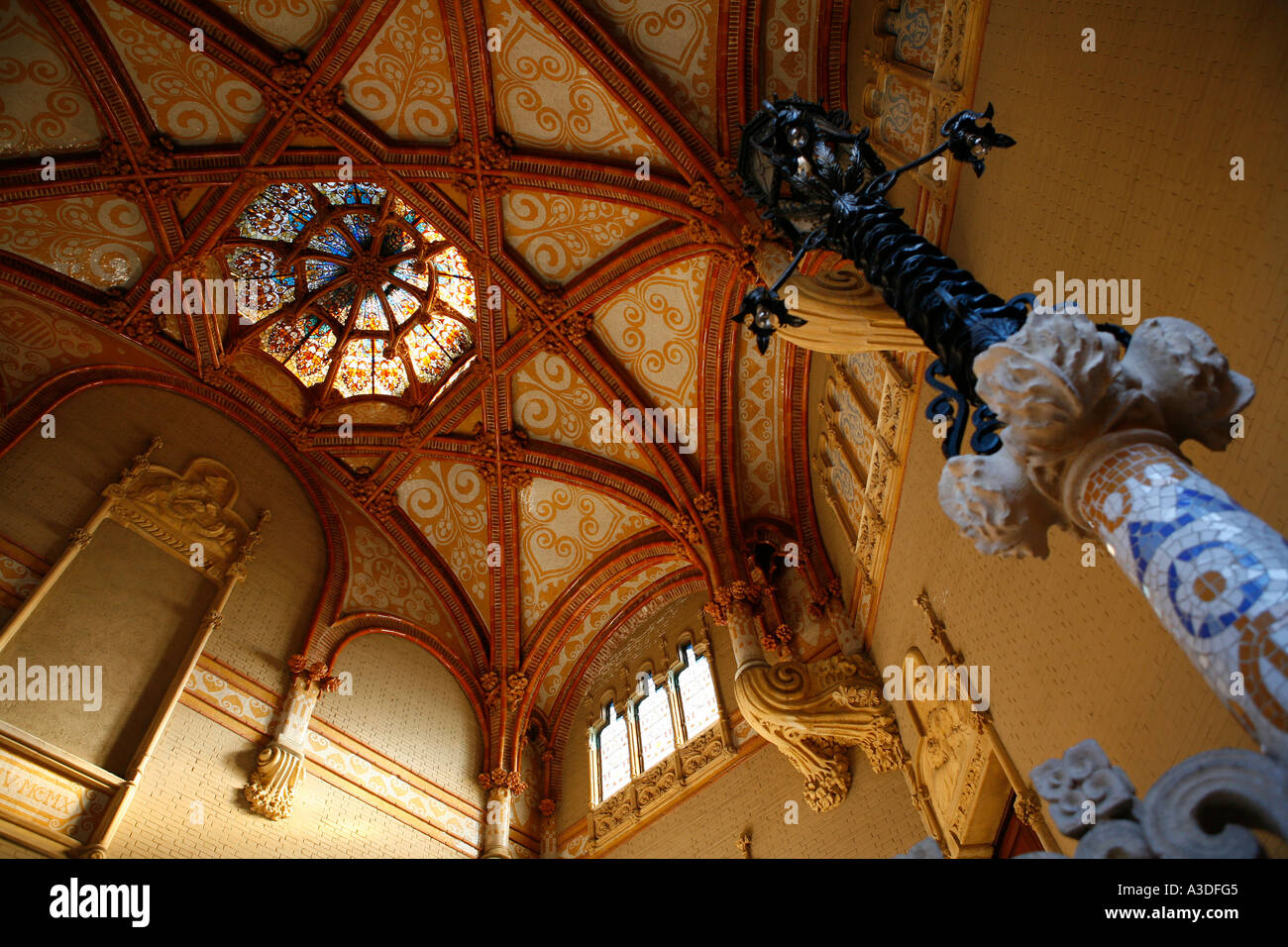 Highly decorated vaulted ceiling over staircase in administration block ...