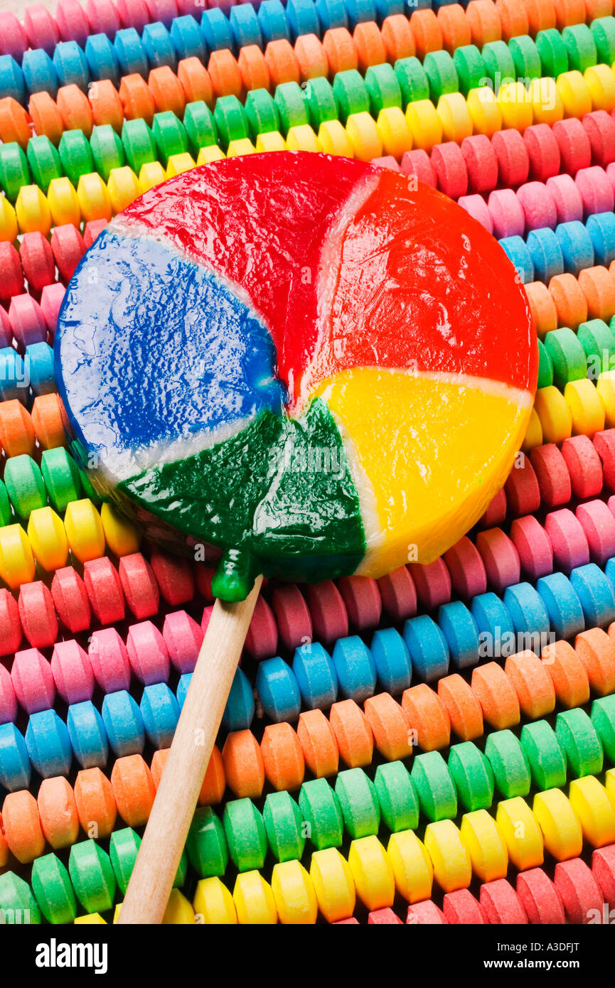 Colorful sucker on candy necklaces Stock Photo - Alamy