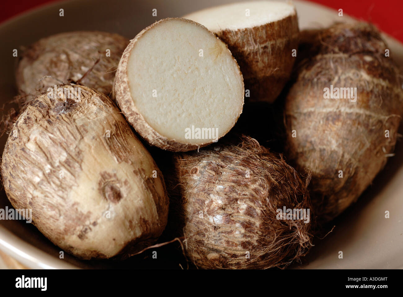 Eddoes caribbean root vegetable related to dasheen Stock Photo - Alamy