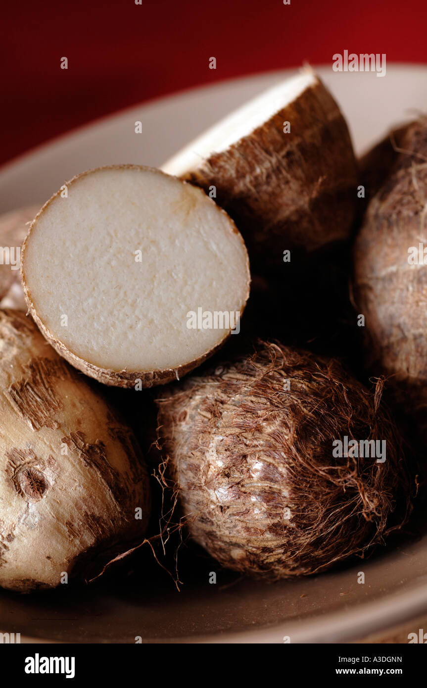 Eddoes caribbean root vegetable related to dasheen Stock Photo - Alamy