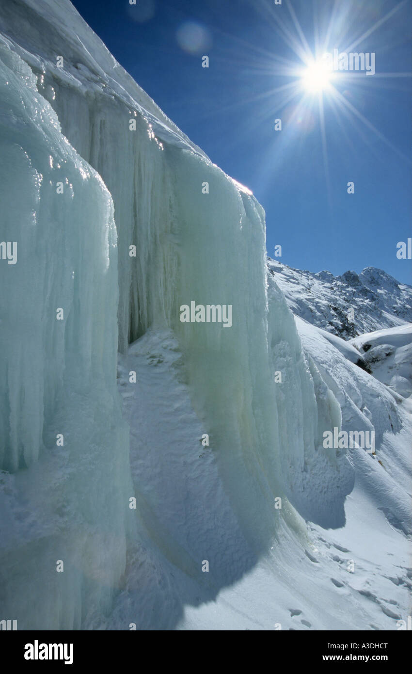 Icefall and Sun Stock Photo - Alamy