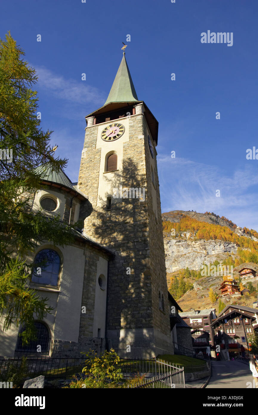 The St. Mauritius Church in Zermatt, Switzerland Stock Photo - Alamy