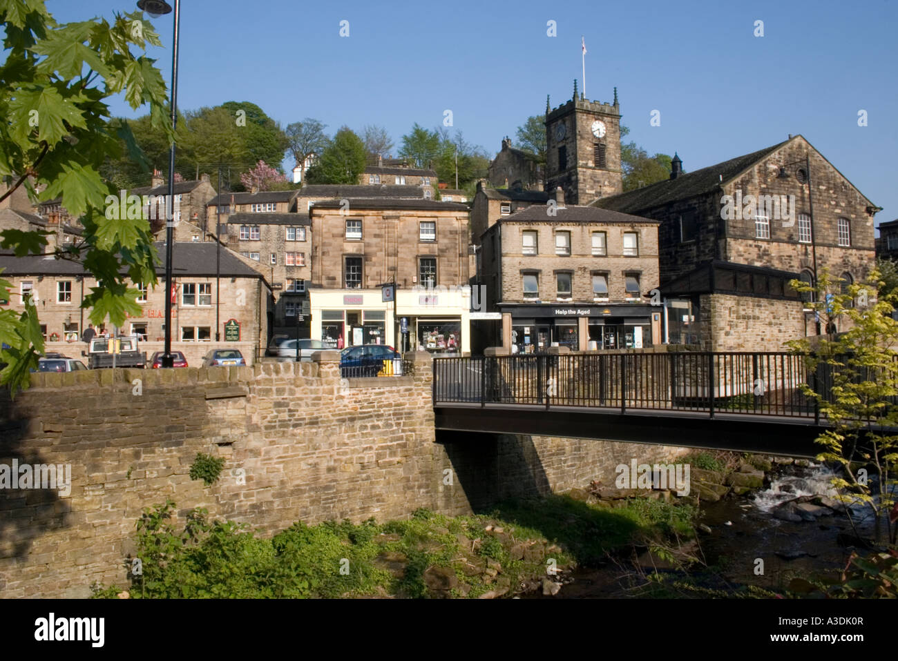View or the Town Centre Holmfirth across the River Holme Stock Photo ...