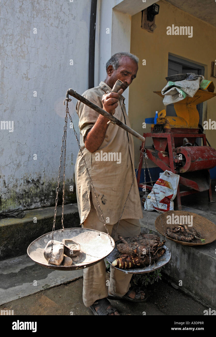 Indo-German-Changar-Eco-Development-Project, Biplu Ran is weighing ...