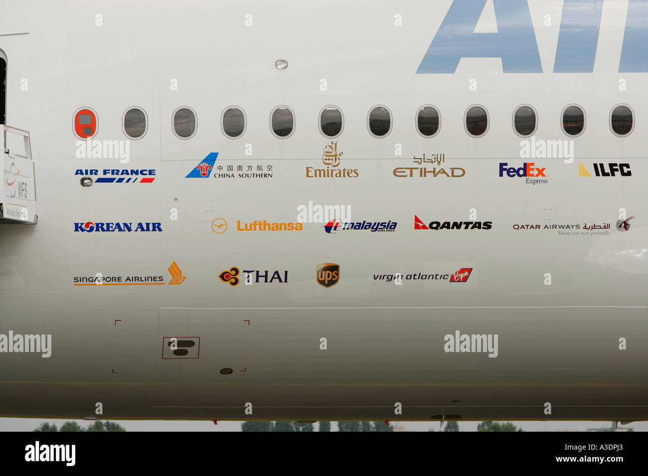 Airbus A380 names of operators buying Stock Photo - Alamy