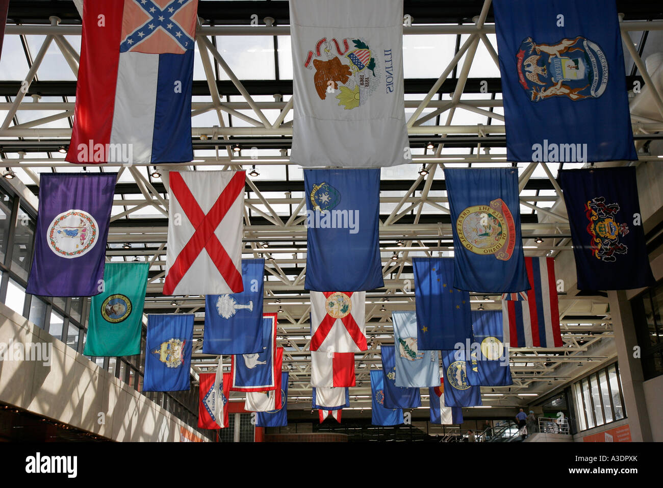 Miami Florida,Stephen P. Clark Government Center,centre,US state flags ...