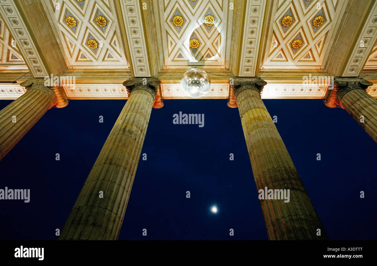 Illuminated ceiling of the classicistic column hall of the German ...