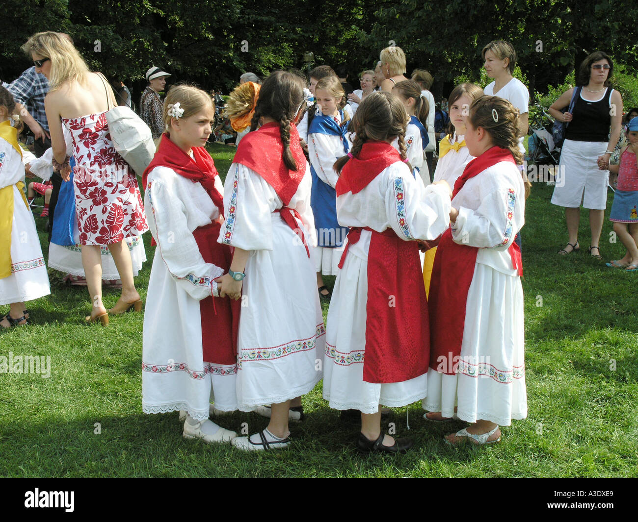 Croatian dancers dancing in park Summer festival Munich Germany Stock ...