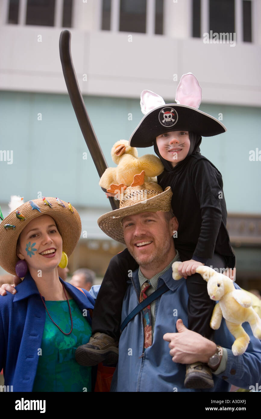 A family in costume for the New York City Easter Parade Stock Photo - Alamy