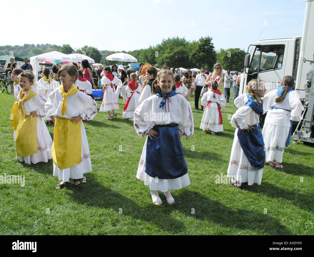 Croatian dancers dancing in park Summer festival Munich Germany Stock ...