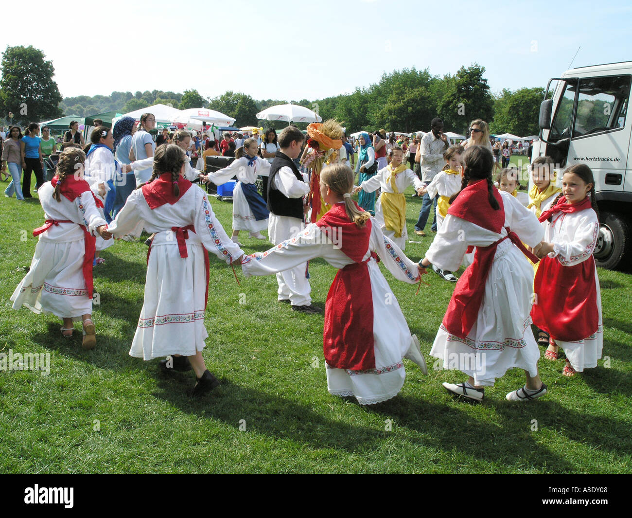 Croatian dancers dancing in park Summer festival Munich Germany Stock ...